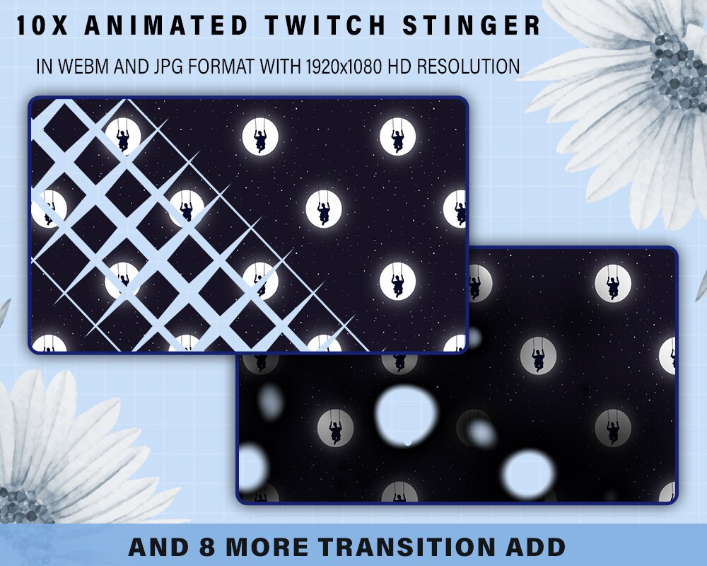 Twitch Stinger Transition Cute Moon Pattern Ten Transition - Etsy