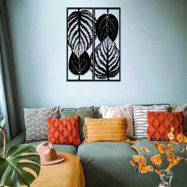 Multi Leaf Frame Wall Art, Svg Laser Cut Template, Nature-inspired Triple Decor, Instant ...