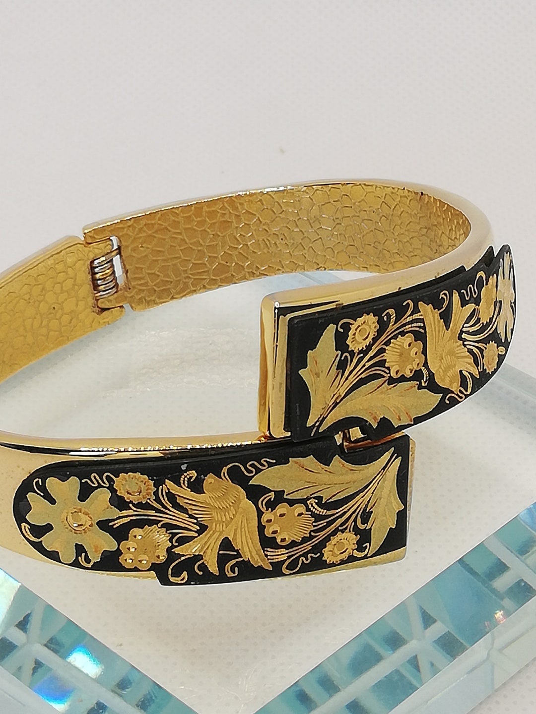 Vintage Gold Colour Floral Spanish Damask Hinged Bangle - Etsy