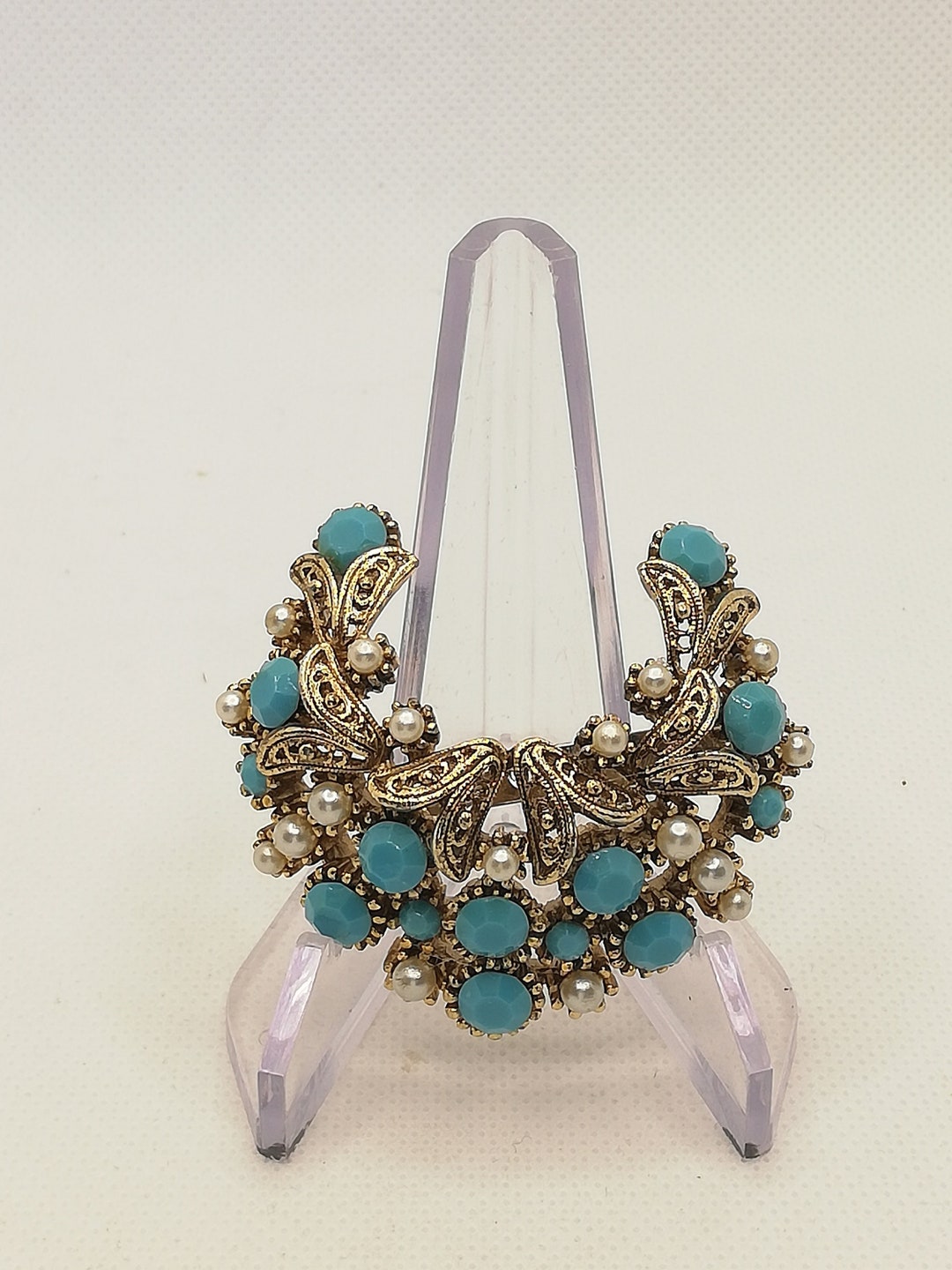 Stunning Vintage Gold Tone Faux Pearl and Turquoise Colour SPHINX ...