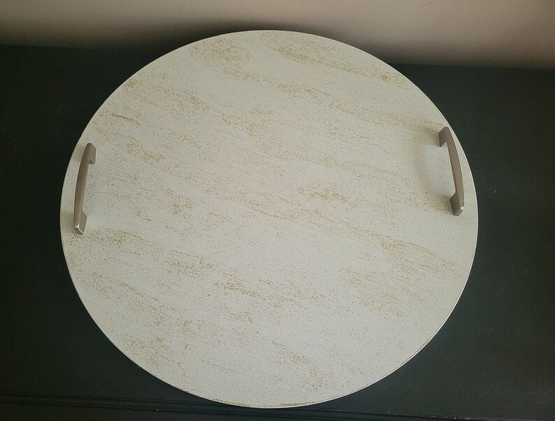 Round White, Champagne Dusted Serving Tray - Etsy
