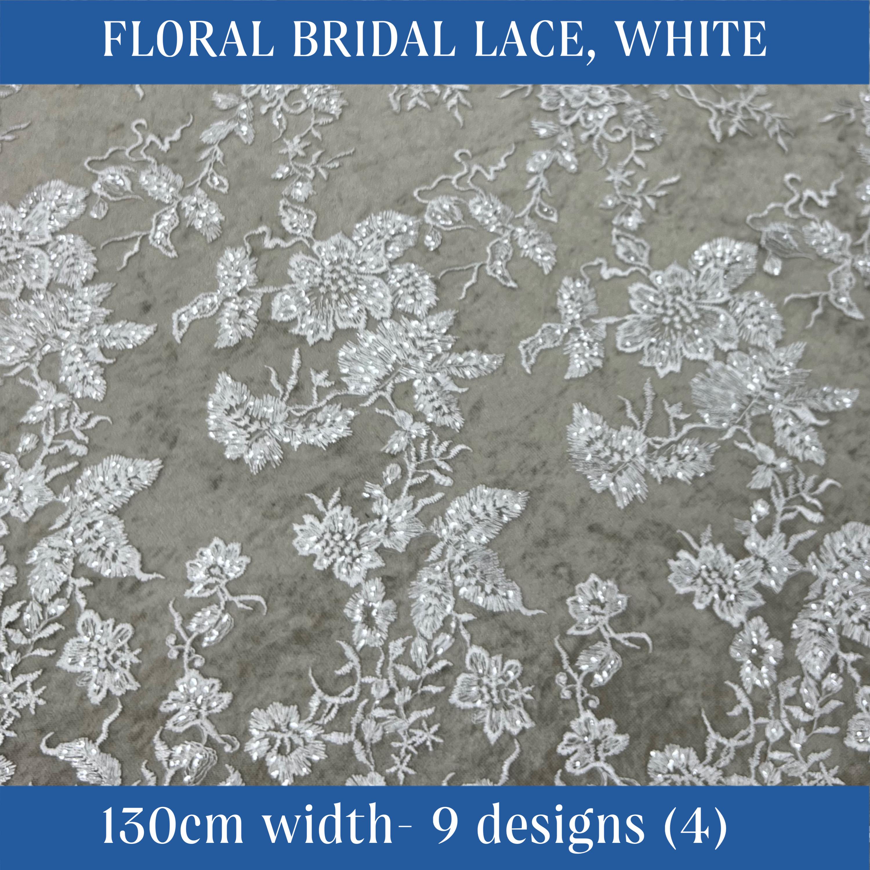White Bridal Lace Floral Sequin Flower 130cm With Scalloped Edges, 4th ...