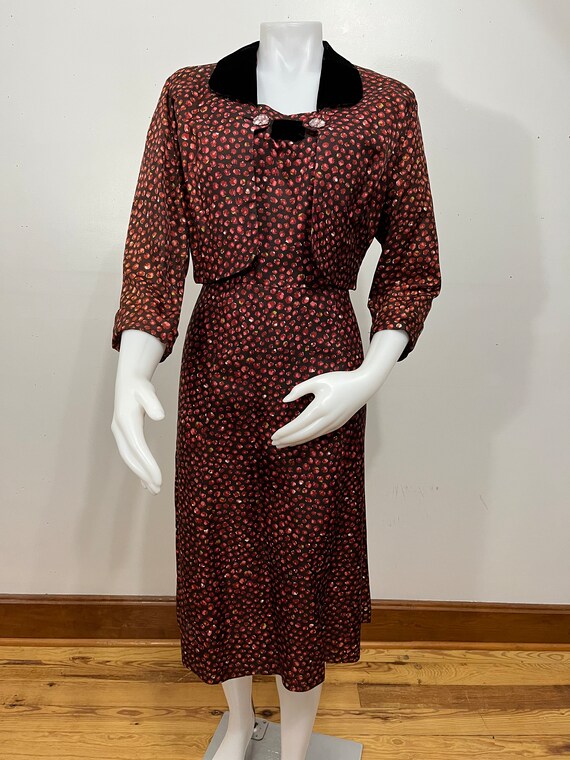 1950's "A Trulie Young Creation" Rayon 2-Piece Apple … - Gem