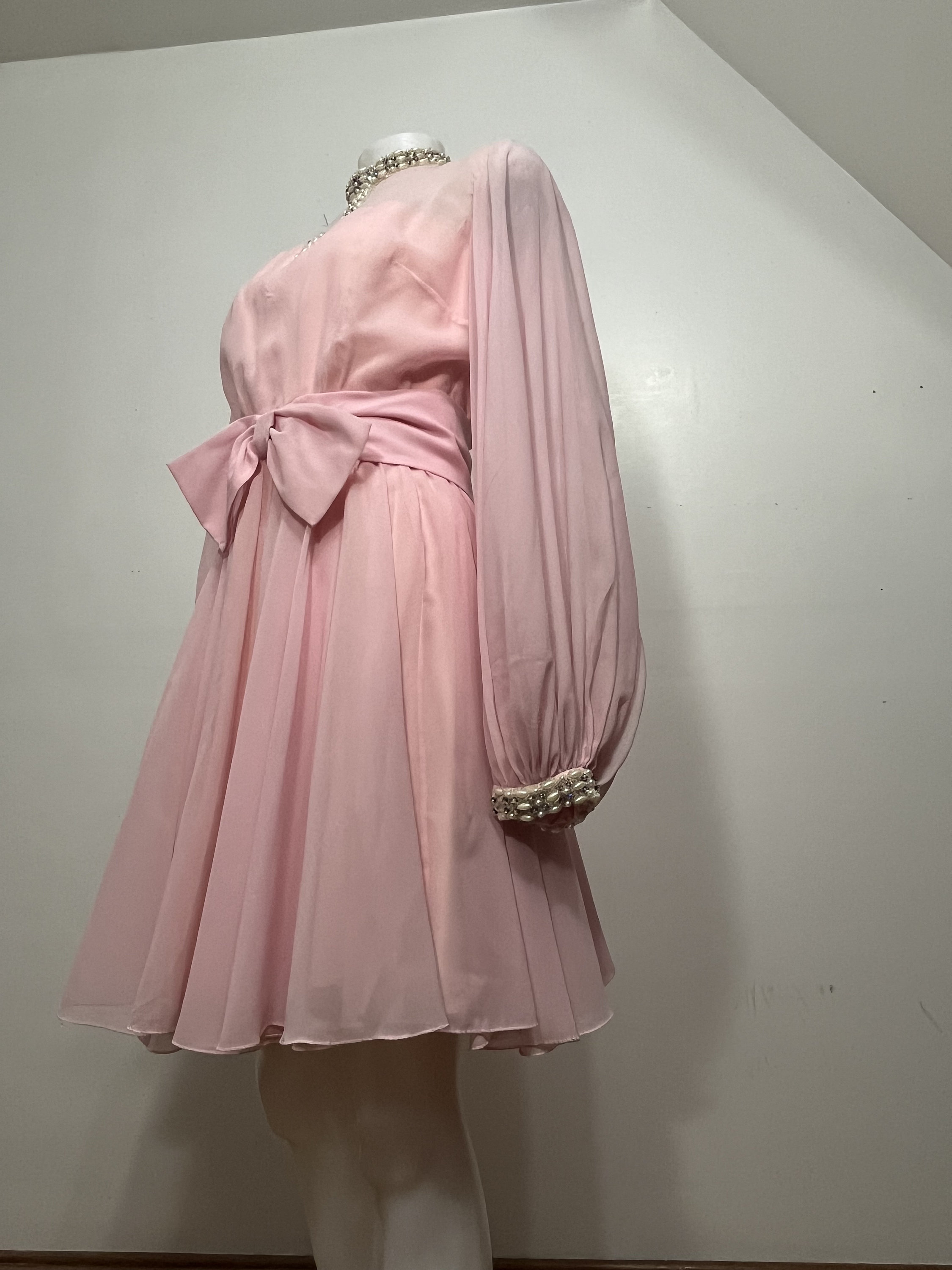 Brian Kelly by Roy Gaynor 1960's Pink Chiffon Party Dress With ...