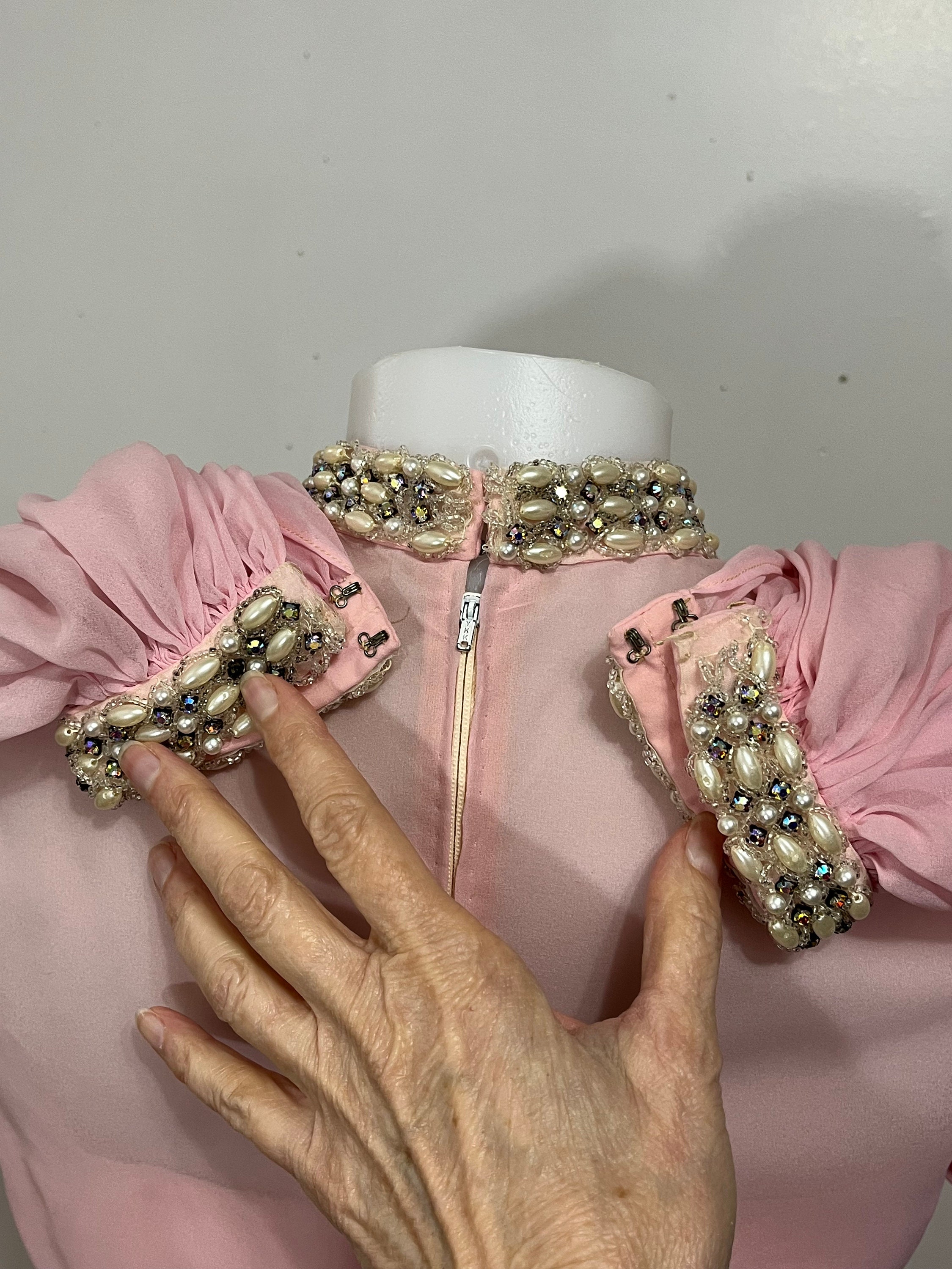 Brian Kelly by Roy Gaynor 1960's Pink Chiffon Party Dress With ...