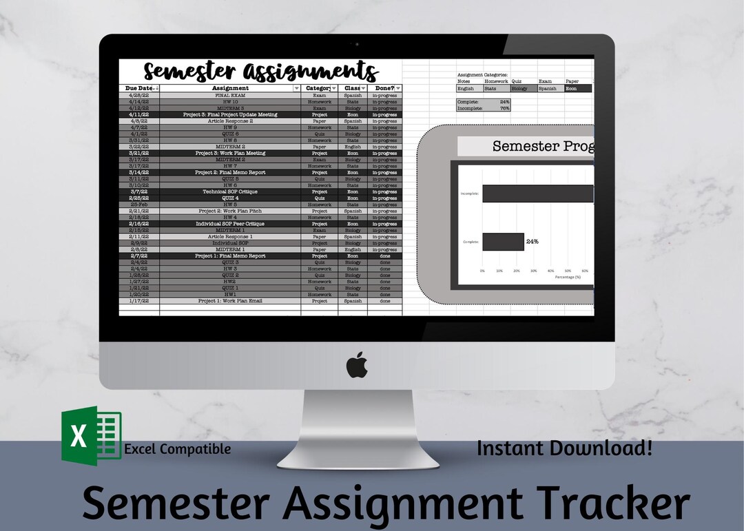All-in-one Student Planner & Grade Calculator, Digital Download Excel ...
