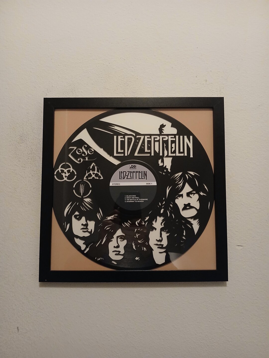 LED ZEPPELIN Vinyl Record Art, Framed, Laser Cut 13x13 Inches - Etsy