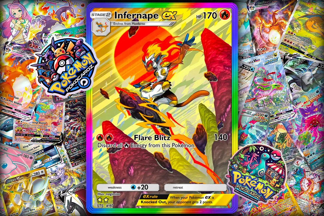 Infernape EX #197 - Space-time Smackdown - Pokémon Pocket - Proxy Card ...