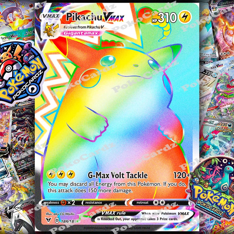 Rainbow Pikachu Vmax - Etsy UK