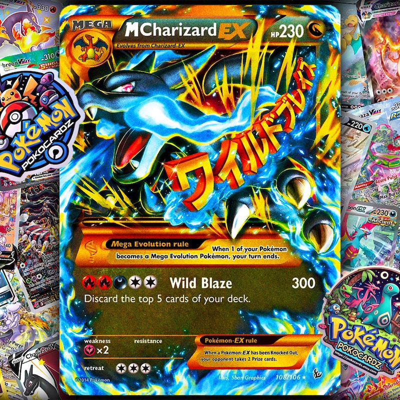 Charizard Ex Card Full Art - Etsy