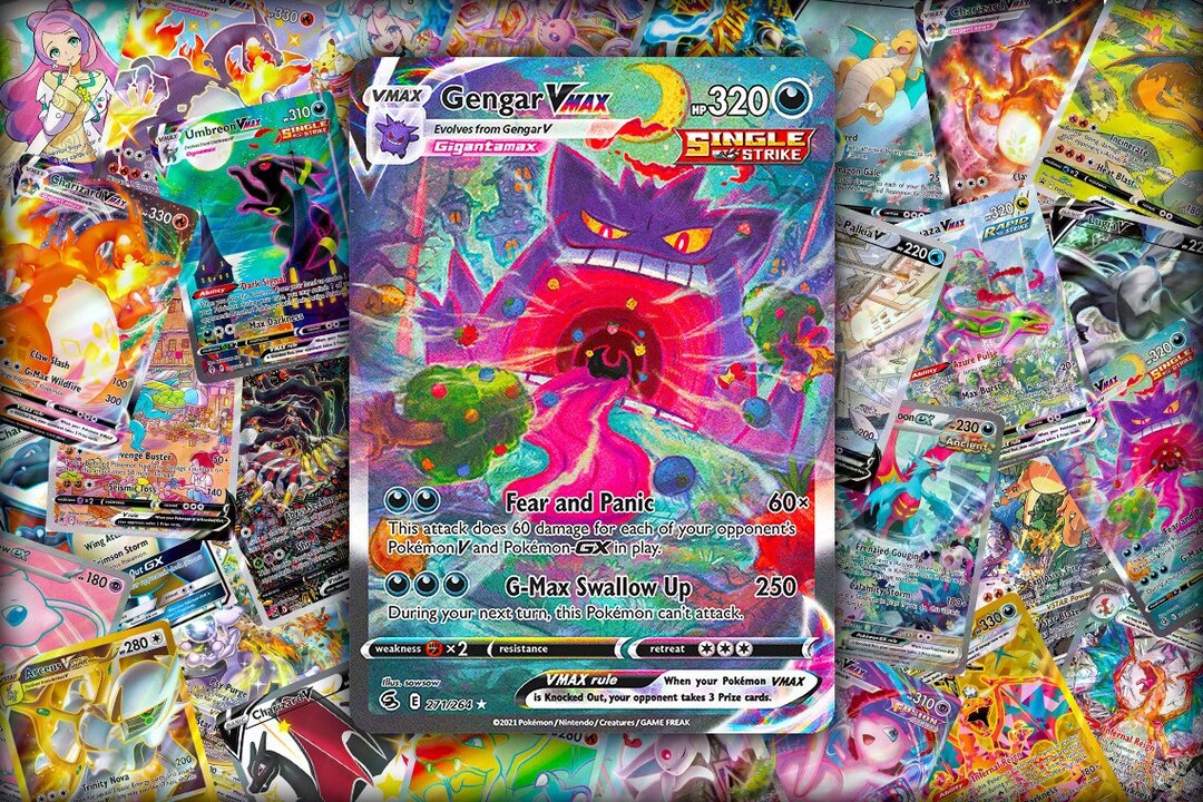 Gengar VMAX Fusion Strike FST 271 Proxy Card Full Holo - Etsy