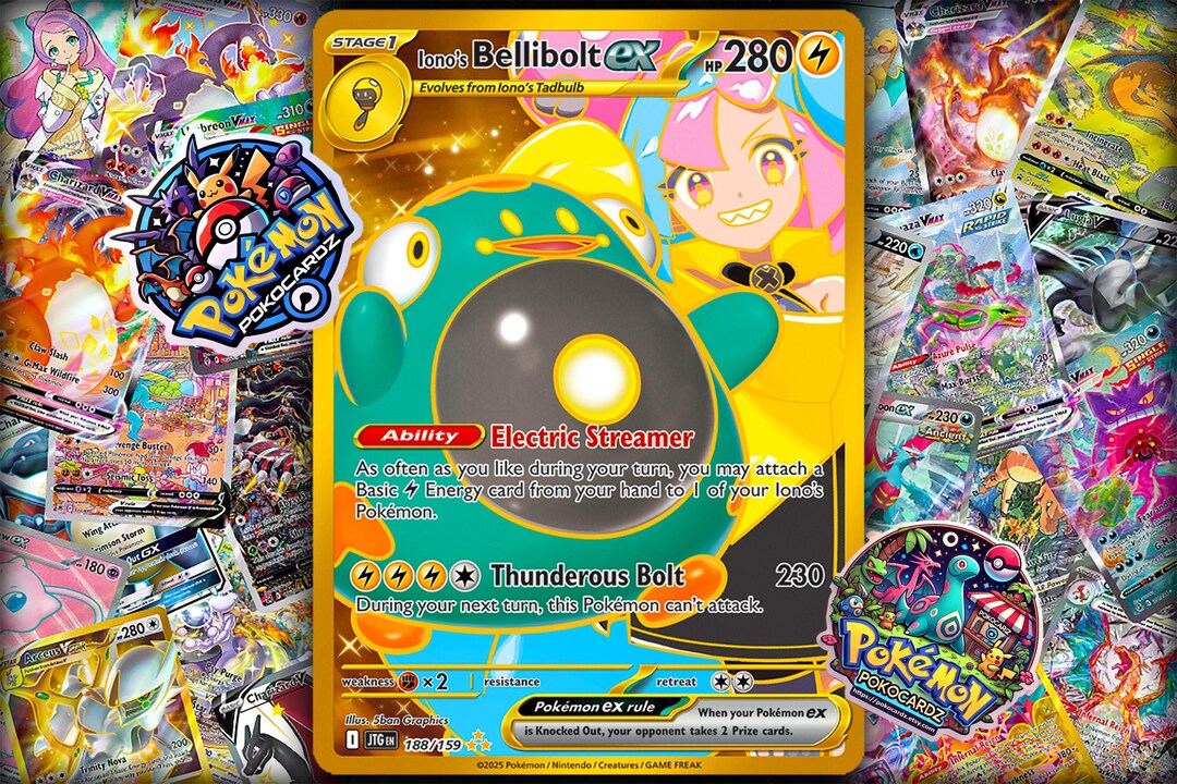 Iono's Bellibolt Ex Journey Together Hyper Rare #188-proxy Card - Etsy