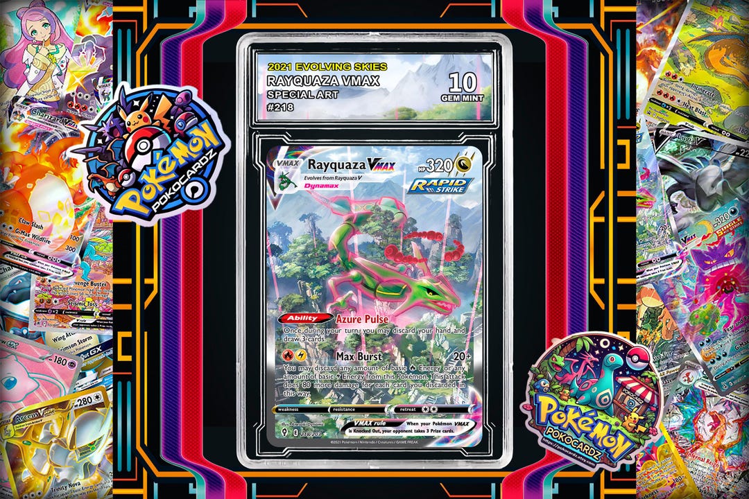 Rayquaza VMAX · Evolving Skies (EVS) #218 Proxy Card + Grading Slab ...