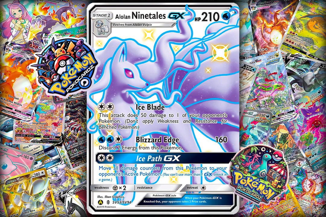 Alolan Ninetales-gx · Guardians Rising (GRI) #SV53 - Shiny Vault - Proxy Card - Etsy