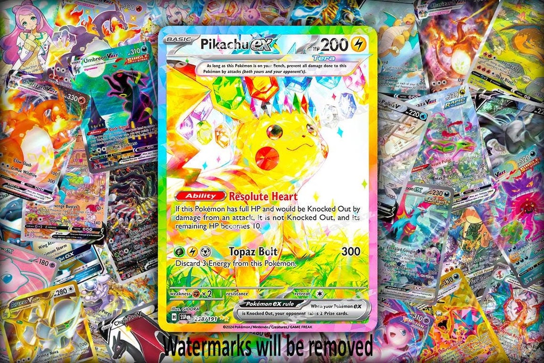 Pikachu Ex Surging Sparks SSP 238 Proxy Cardholo Print - Etsy Canada