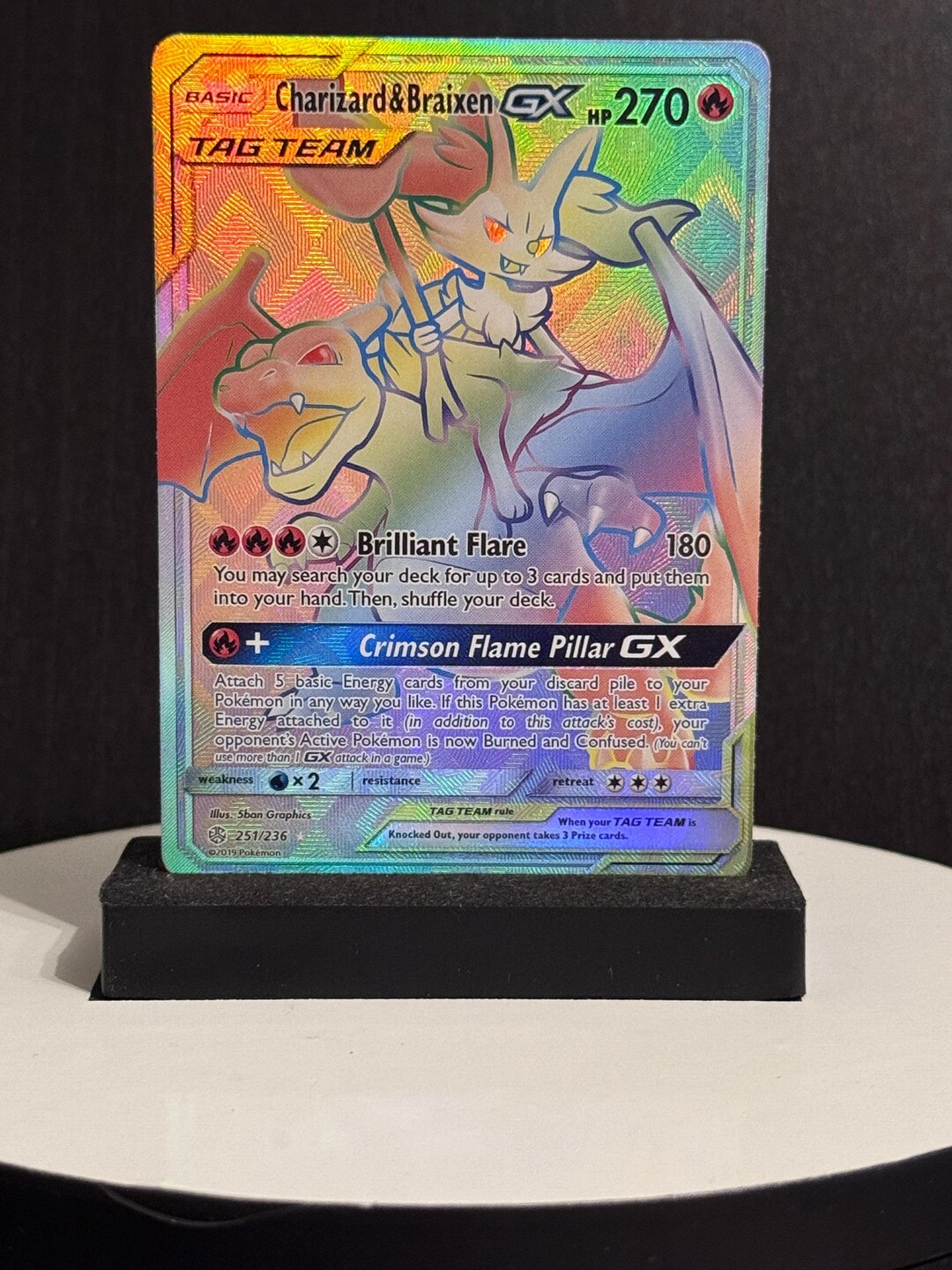 Textured · Charizard & Braixen-gx · Cosmic Eclipse (CEC) #251 Custom ...