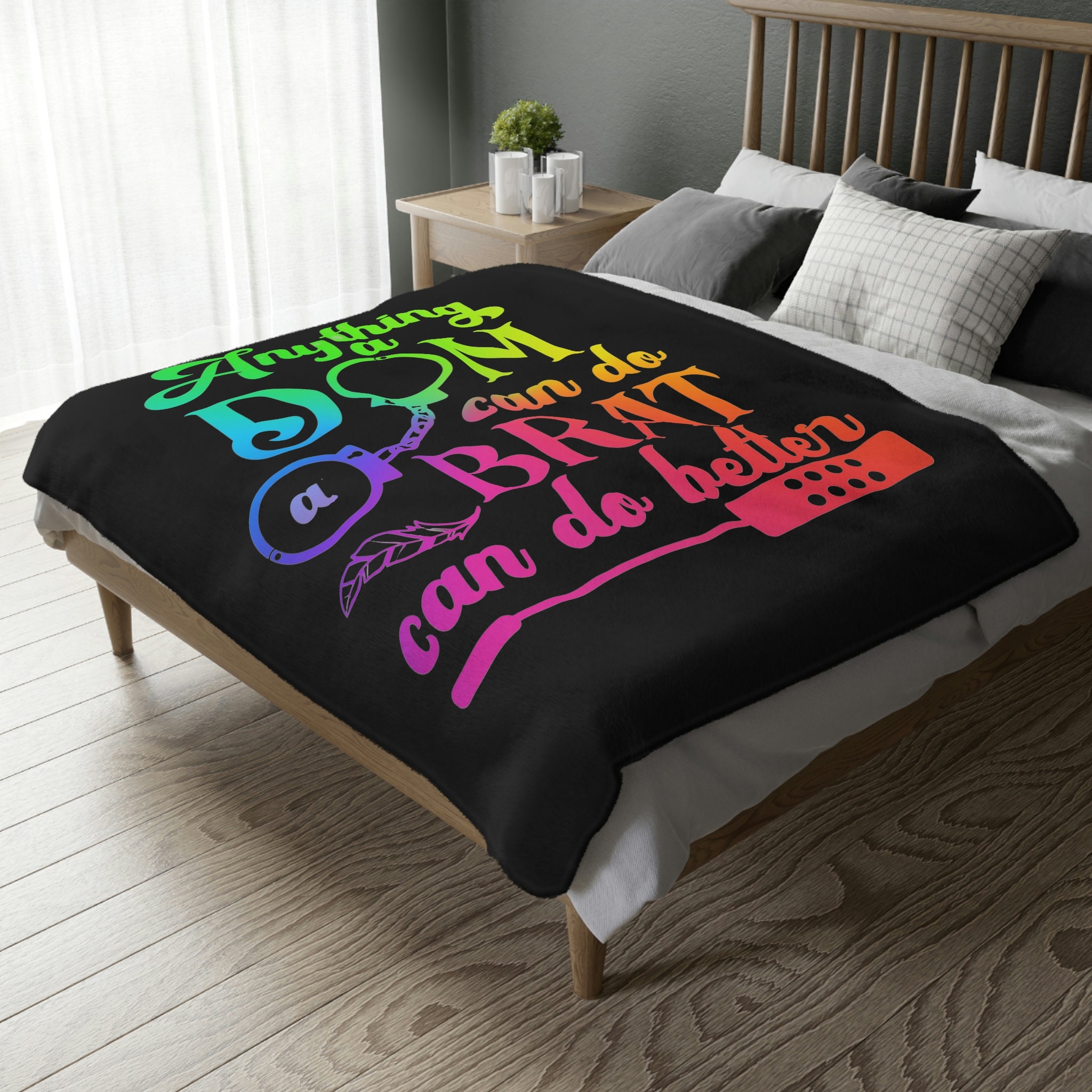 PERSONALIZED BDSM Brat Aftercare Velveteen Minky Blanket two-sided ...