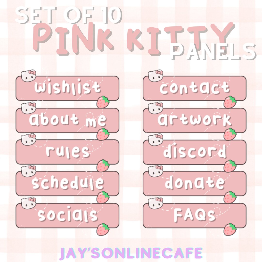 Pink Cute Kitty Panels for Twitch Set of 10 - Etsy