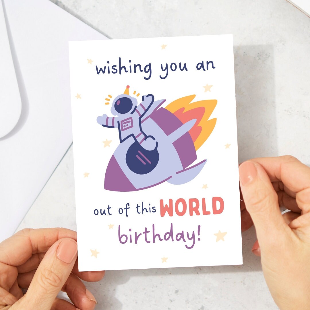 Printable Astronaut Birthday Card Out of This World Birthday Card Kids ...