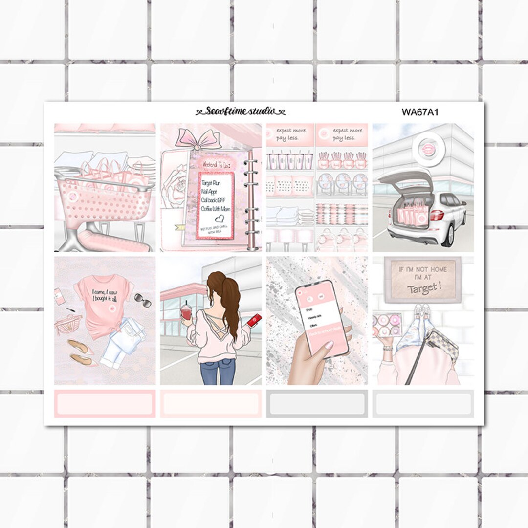Target Shopping Fan Pastel Pink Sticker Kit - Etsy