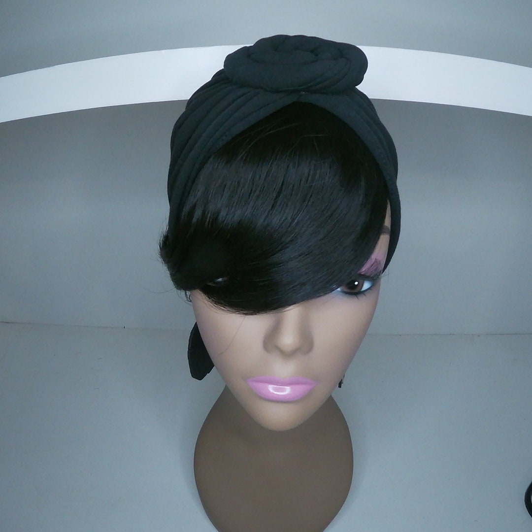 Pretied Turban Wig With Bangs, Alopecia Head Covering - Etsy