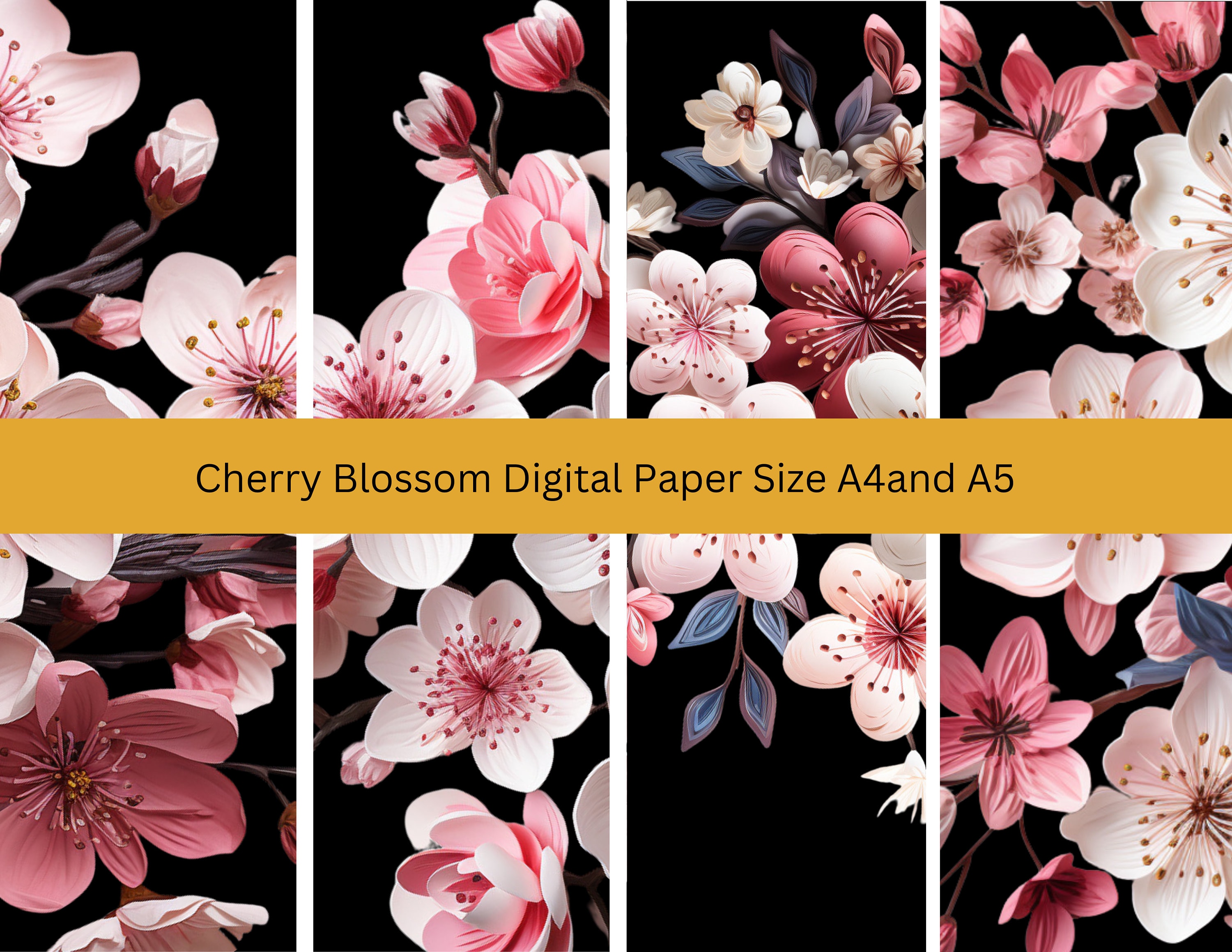 Cherry Blossom Digital Paper/ Digital Planner Paper/digital Scrapbook ...