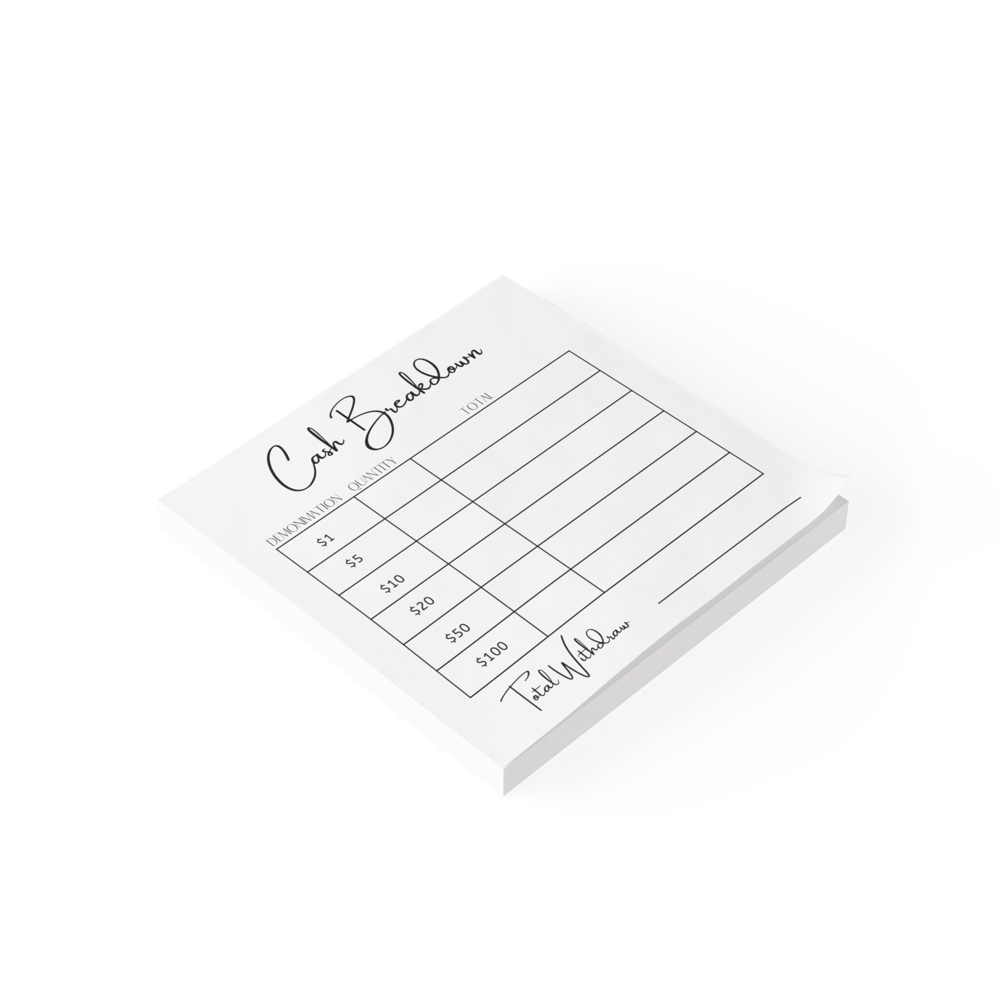 Cash Breakdown Teller Post-it® Note Pads - Etsy