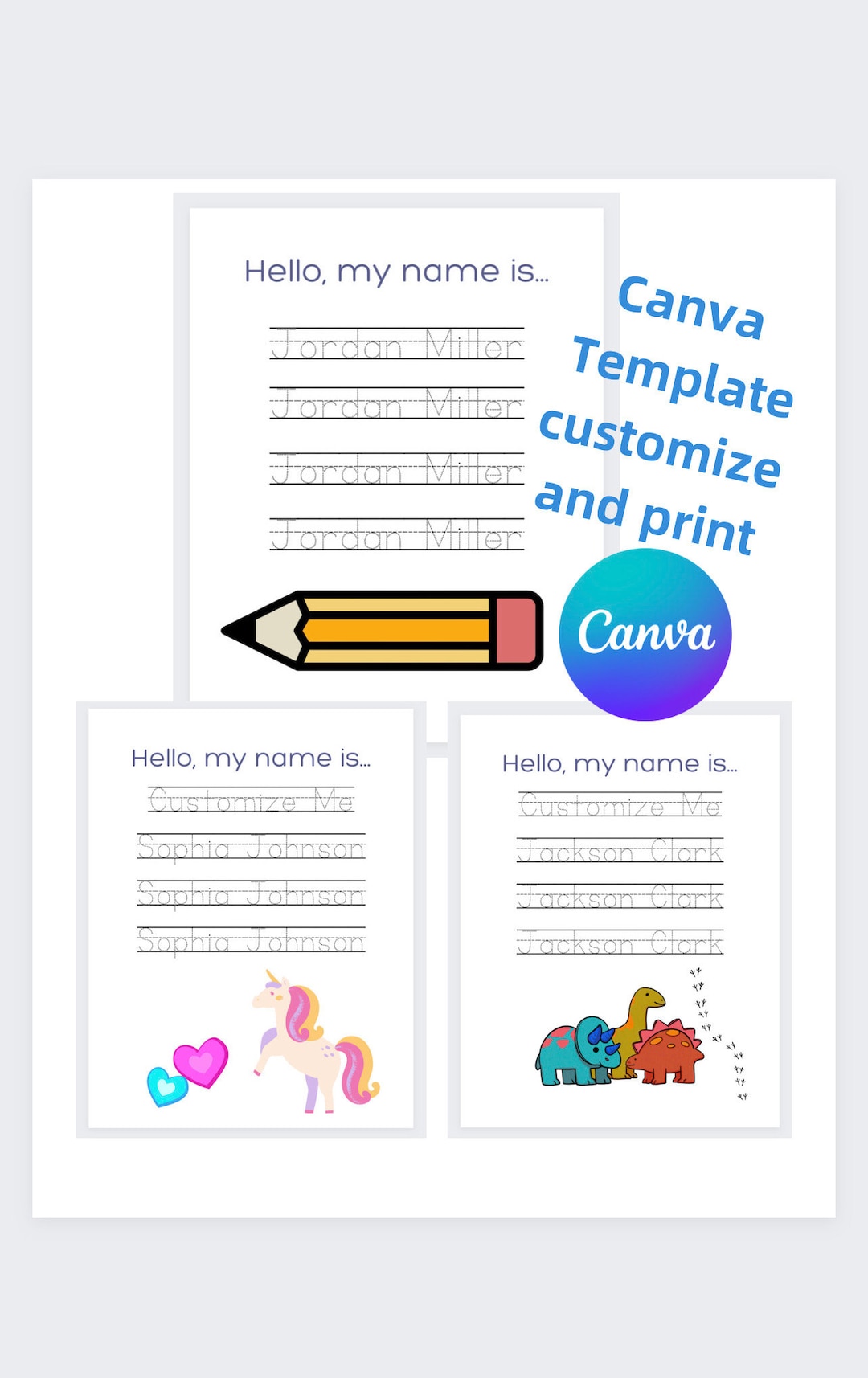 Name Tracing Template Edit With Canva - Etsy