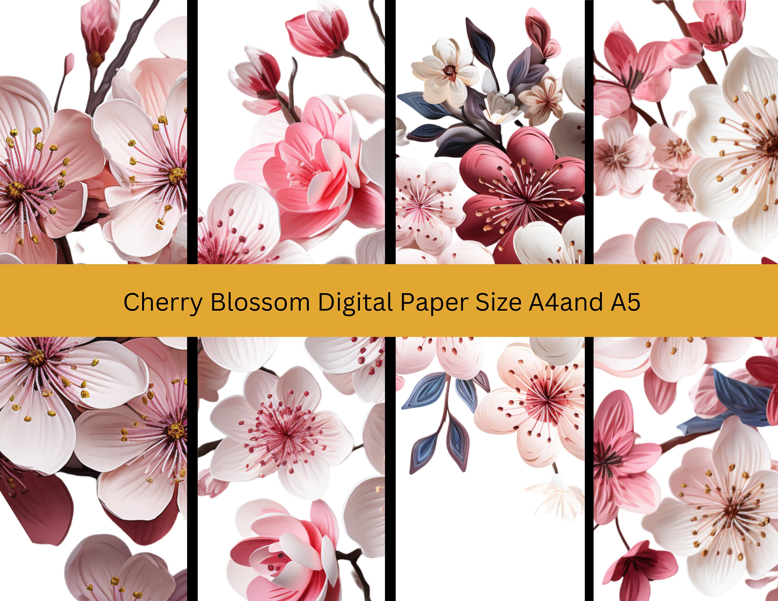Cherry Blossom Digital Paper/ Digital Planner Paper/digital Scrapbook ...