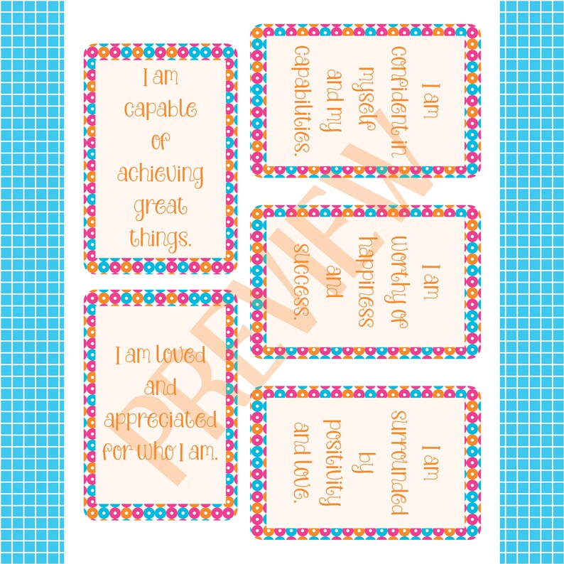 Set of 50 Positive Affirmation Cards for Teens Printable - Etsy