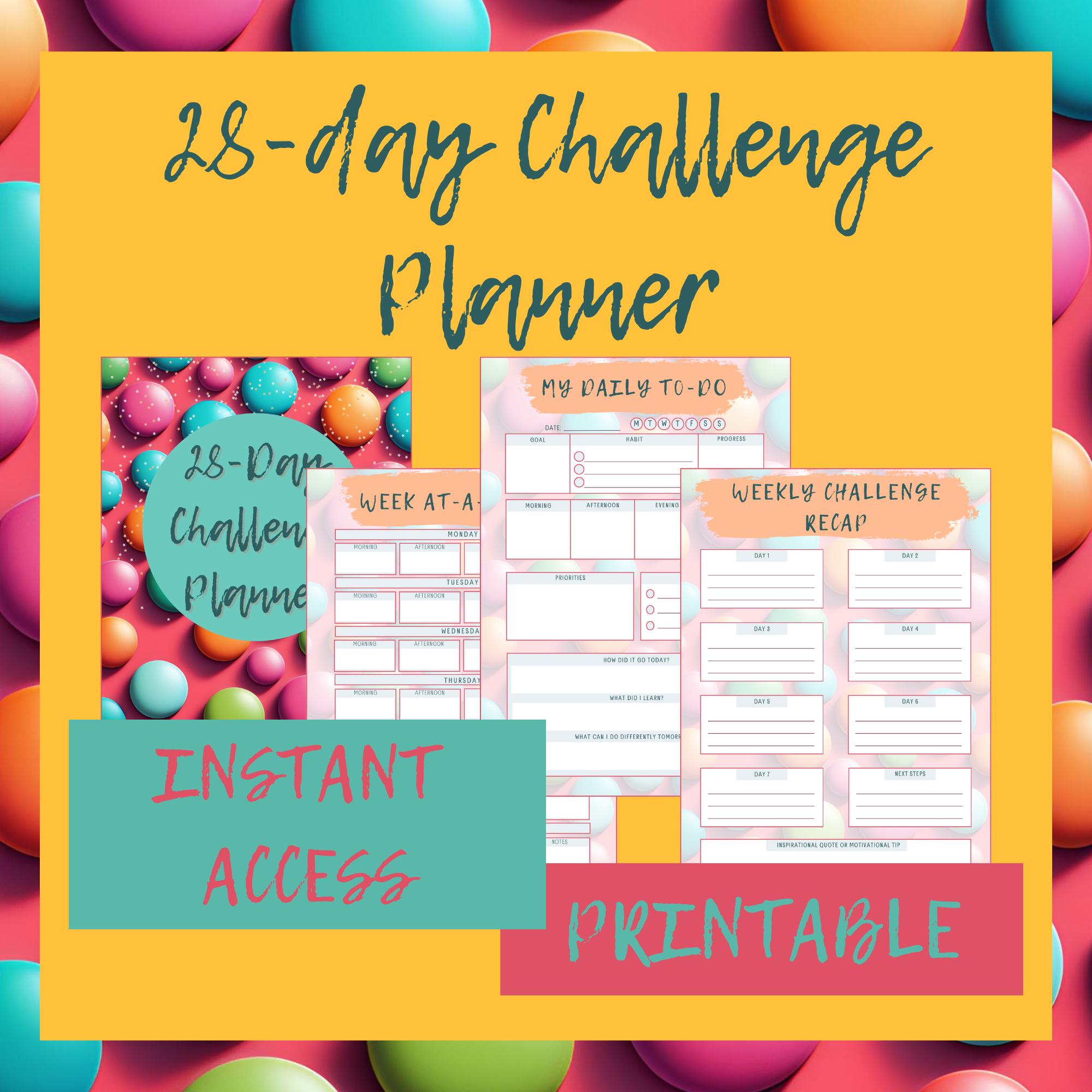 28-day Challenge Planner Printable Instant Access - Etsy