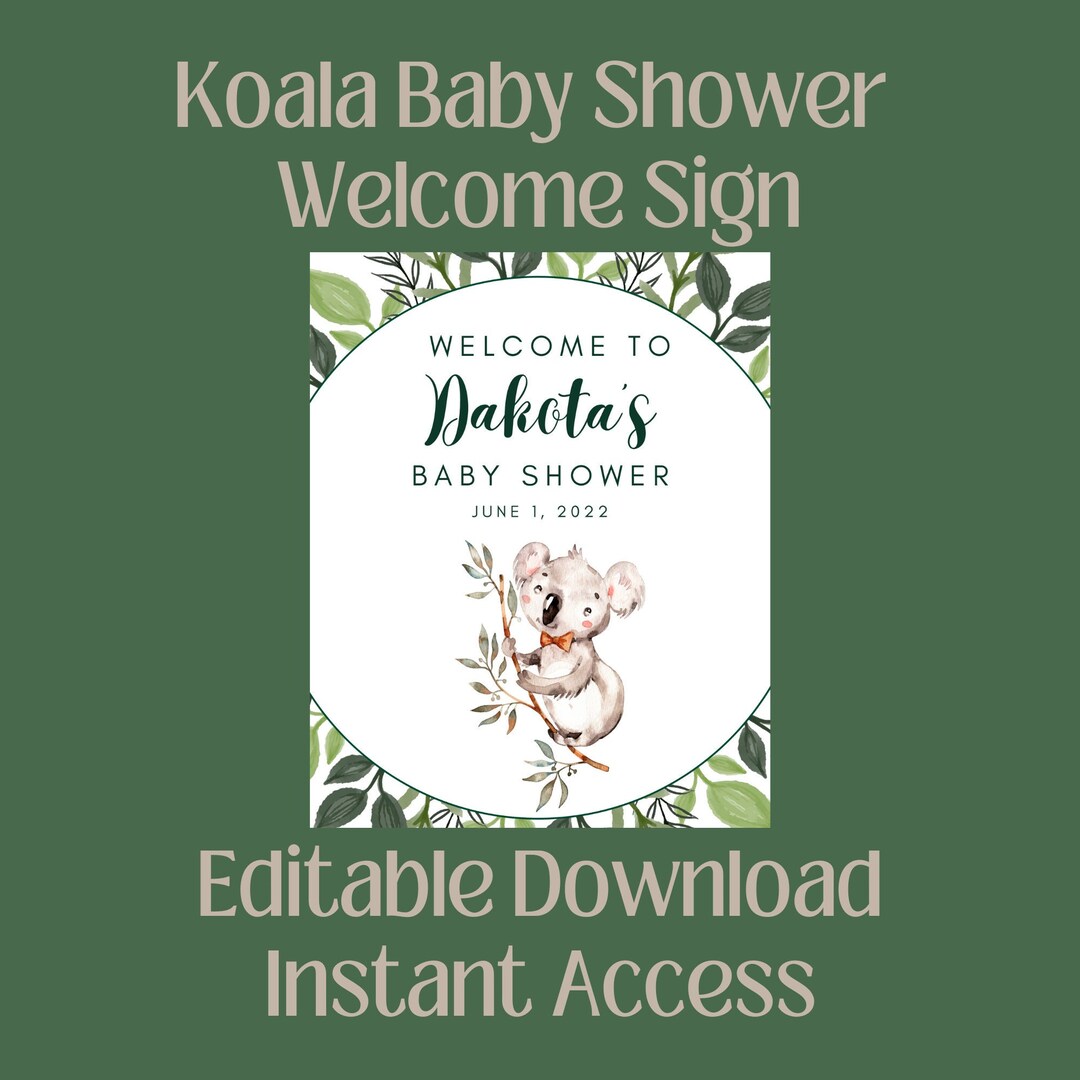 Koala Baby Shower Welcome Sign - Etsy