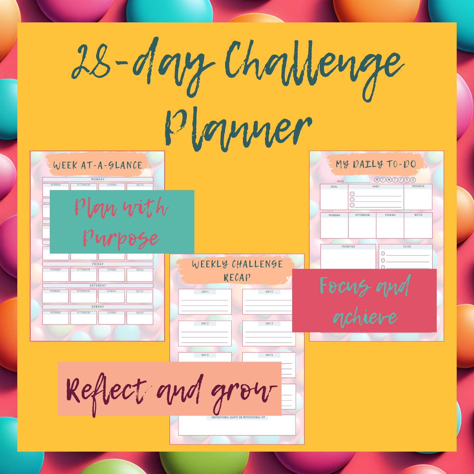 28-day Challenge Planner Printable Instant Access - Etsy