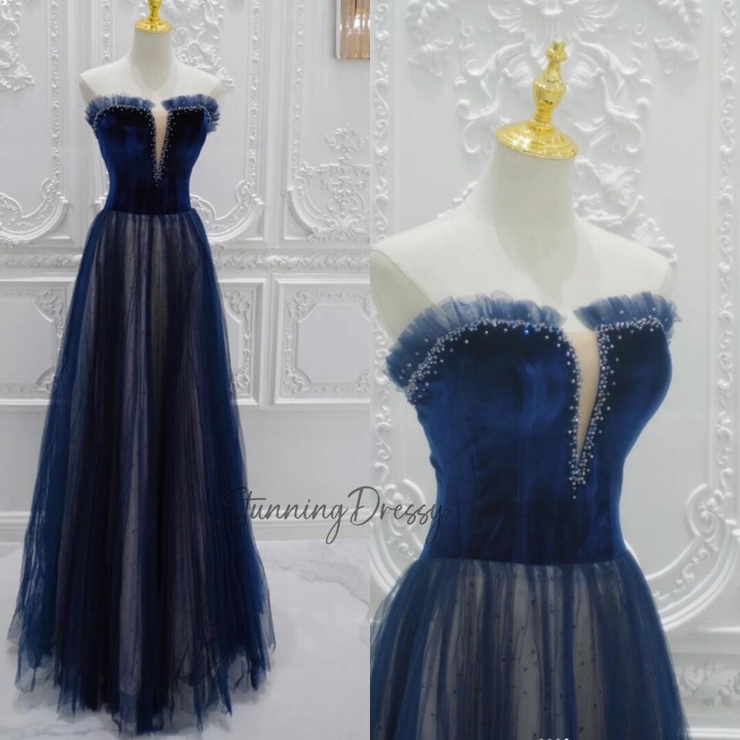 Deep V Neck Furry Neck A Line Lace up Prom Dress Party Dress - Etsy