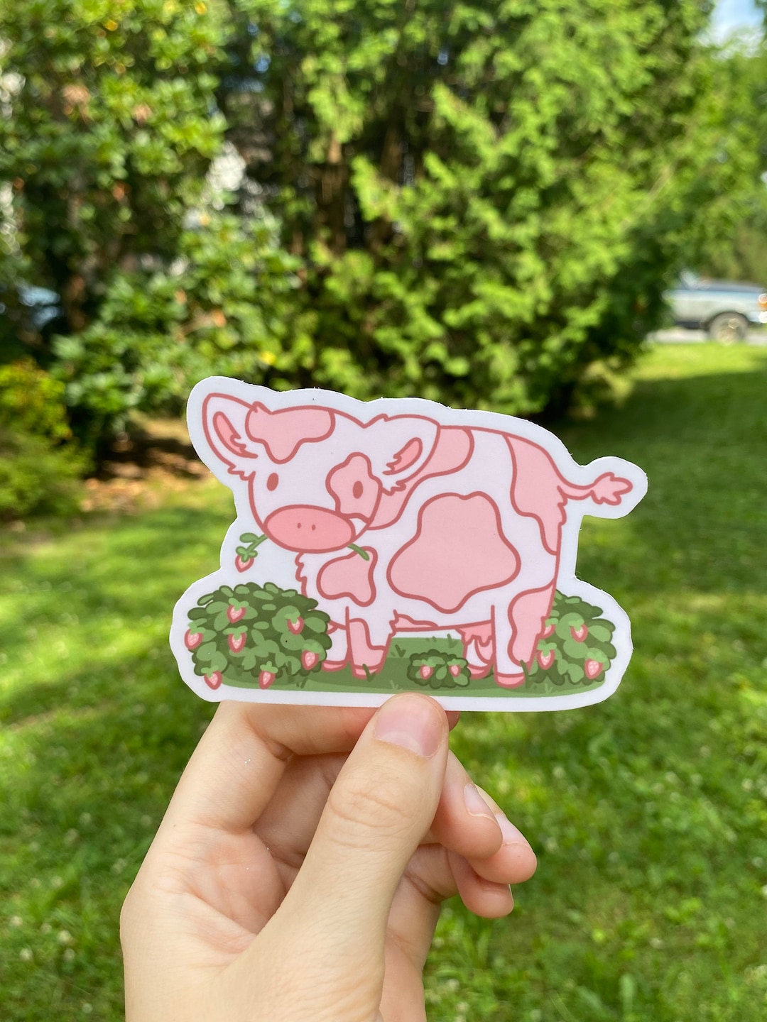 Cute/kawaii Strawberry Cow Sticker | Vinyl | Waterproof and Dishwasher ...