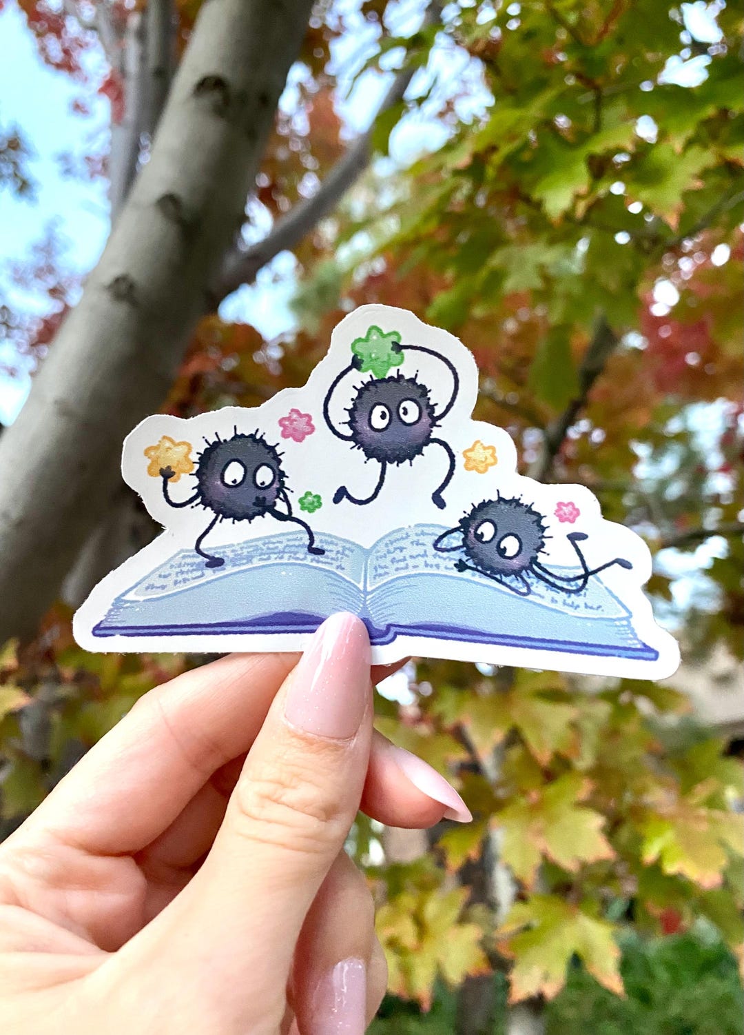 Curious Soot Sprites on a Book Vinyl Sticker Studio Ghibli Inspired ...