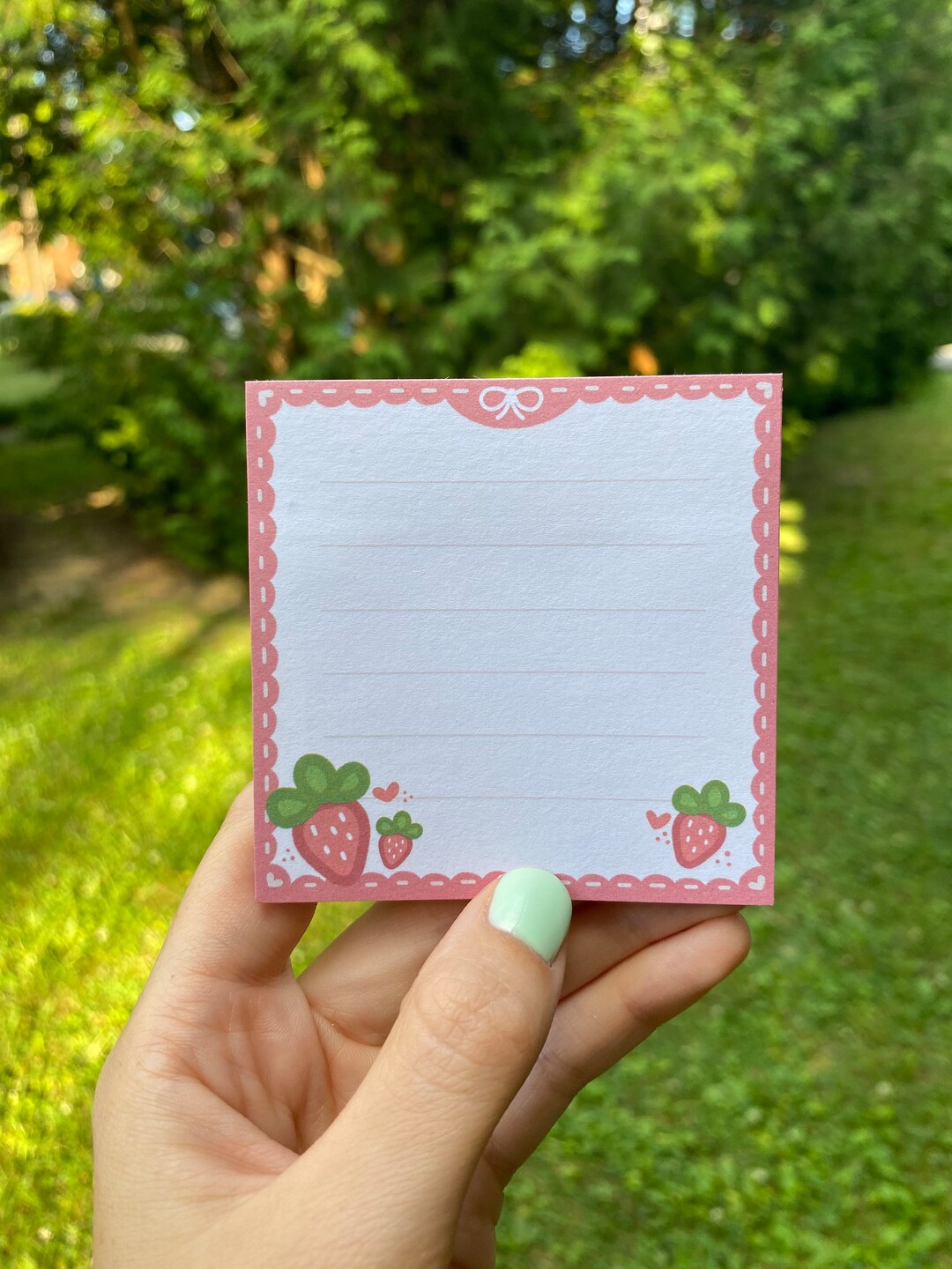 Strawberry Sticky Notes | Kawaii/cute Aesthetic | Stationery Memo Pad ...