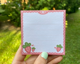 Bunny and Strawberry Sticky Notes - Cute Kawaii Memo Pads, Japanese ...