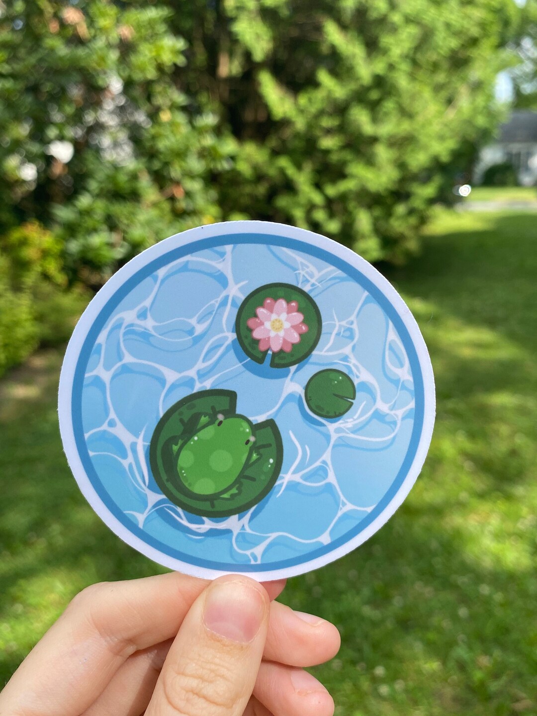 Cute/kawaii Frog Pond Sticker | Vinyl | Waterproof and Dishwasher-safe ...