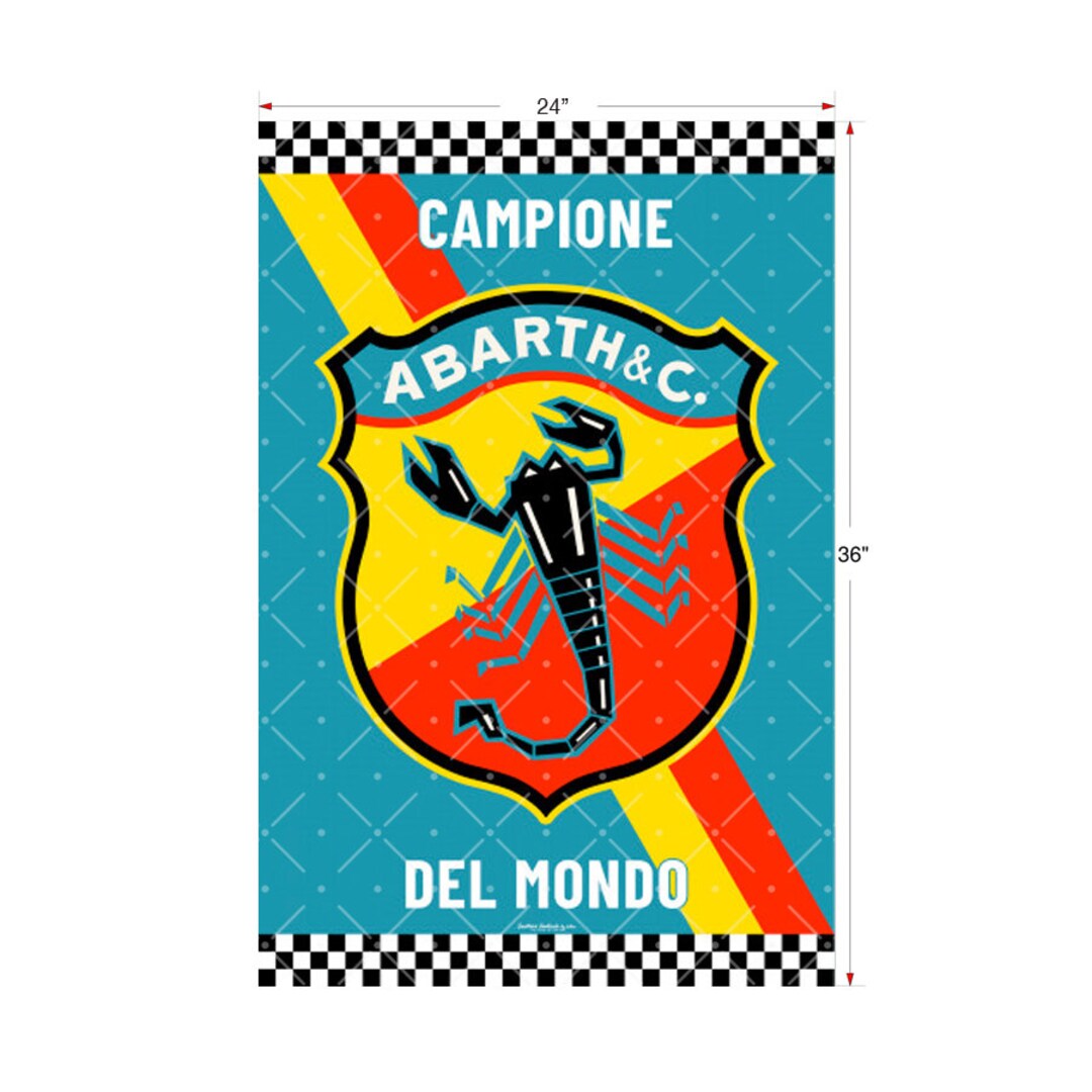 ABARTH 1960-1968, 24 X 36 Race Team Vinyl Banner. for Auto Repair Shop ...