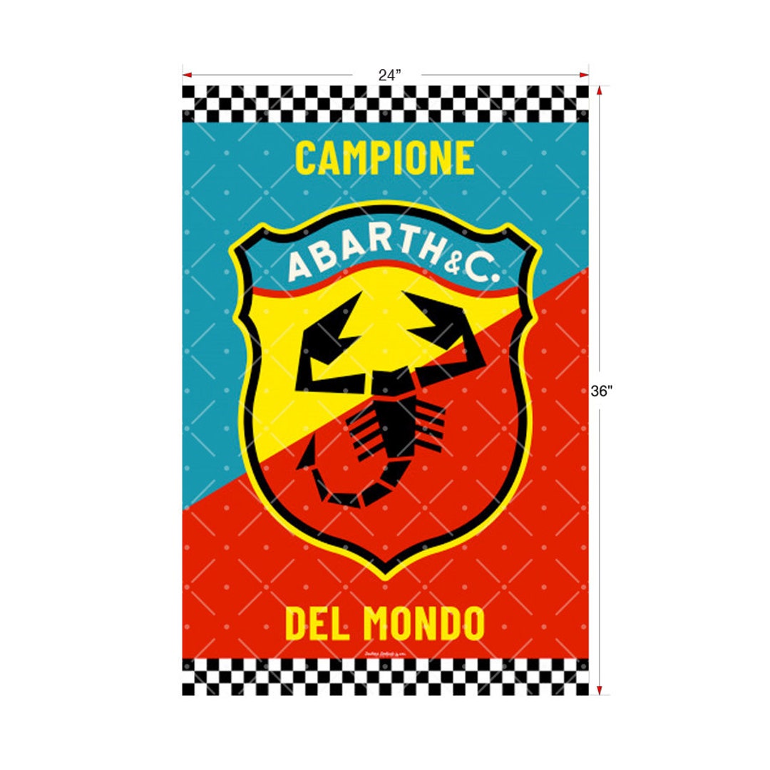 ABARTH 1969-2006, 24" X 36" Race Team Vinyl Banner for Auto Repair Shop ...