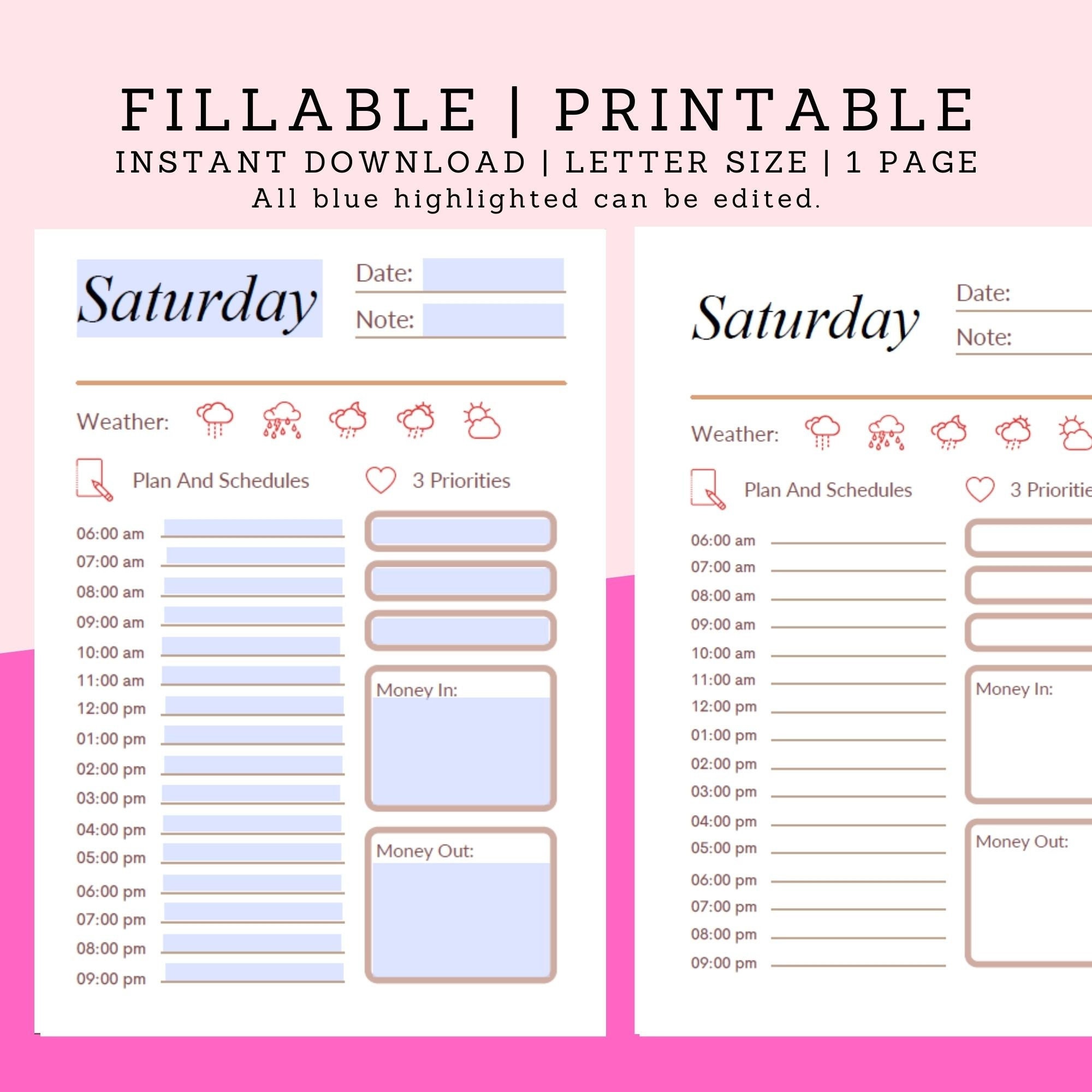 Editable Daily Routine Planner | Daily Planner Aesthetic Task Schedule ...