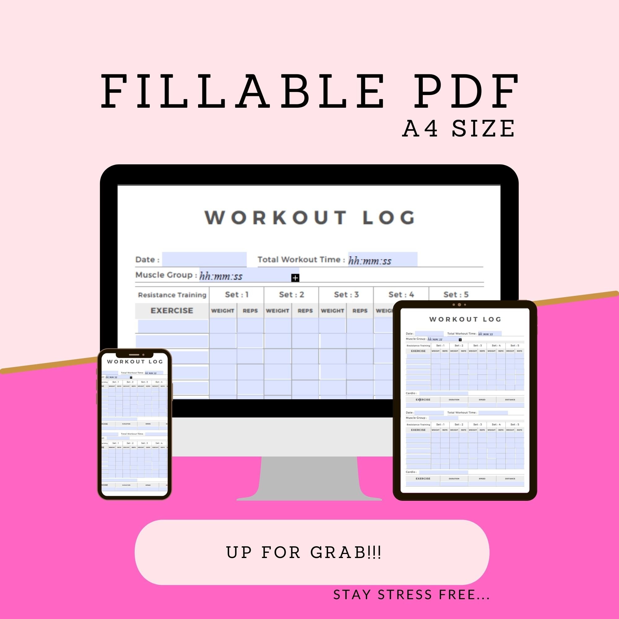 Simple Customizable Workout Log | Exercise Tracker Log Printable | My ...