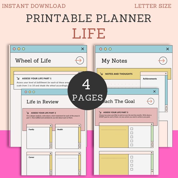 Life Planner Journal Digital Download Habit Tracker and Life | Etsy