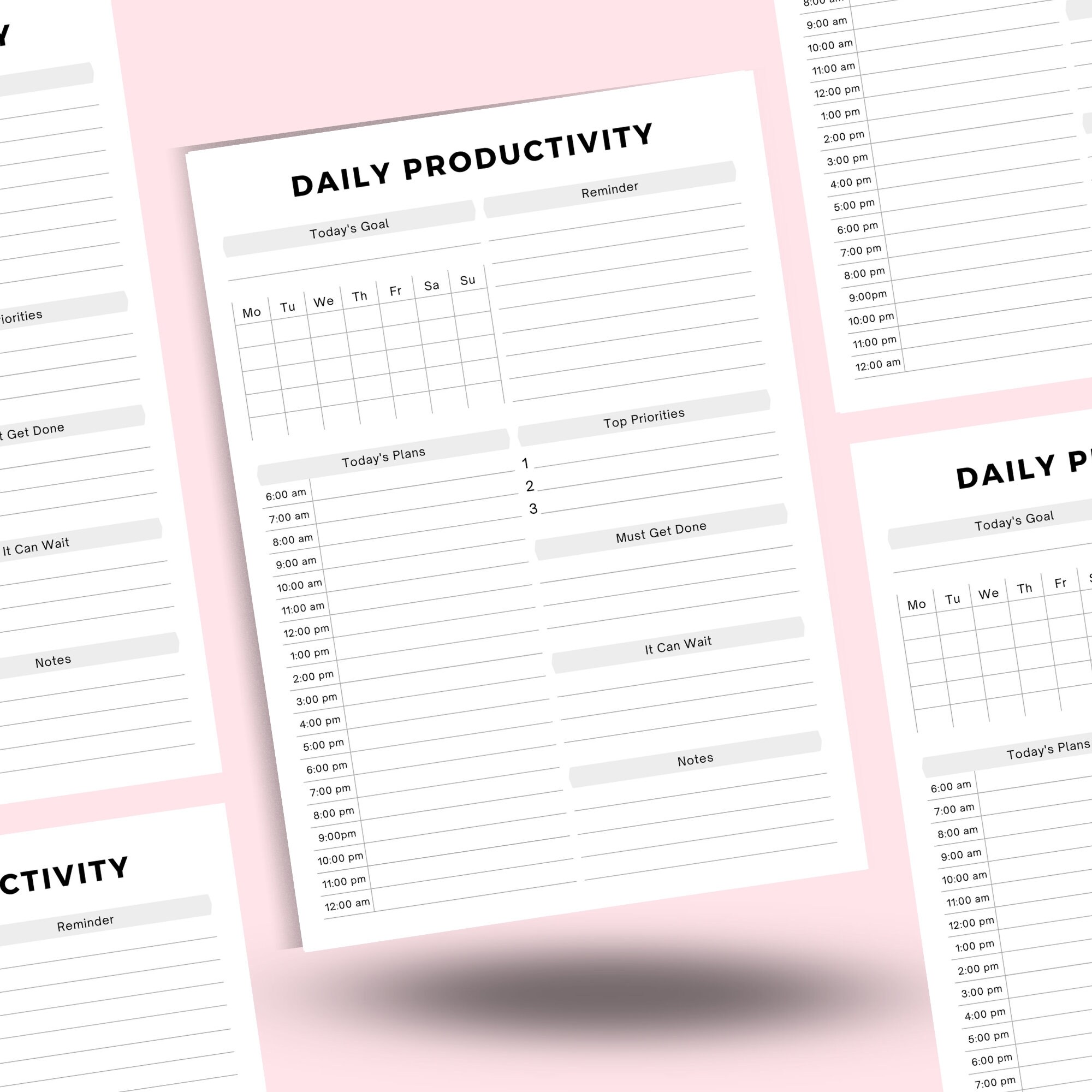 Daily Productivity Planner Printable | Editable Daily Planner Download ...