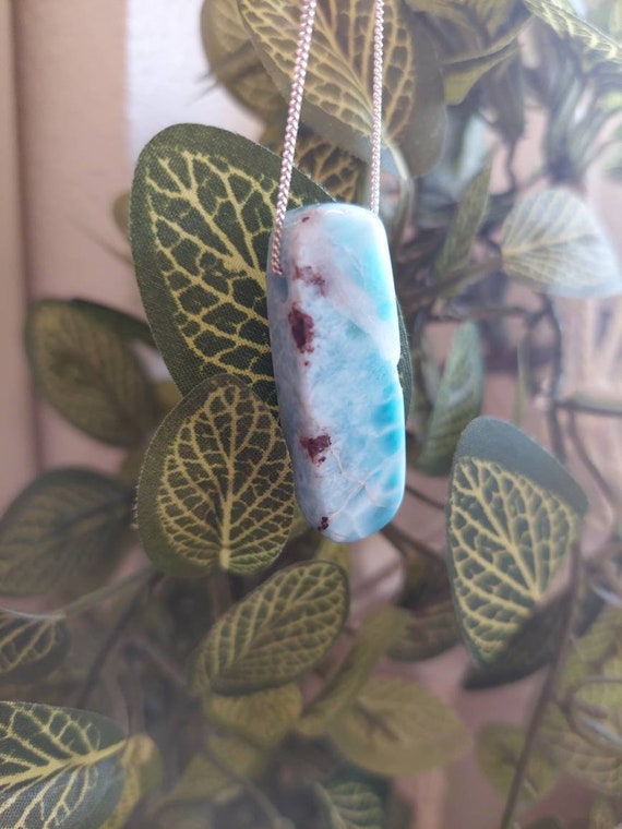 Rare Red Larimar Healing Crystal Pendant Necklace - Gem