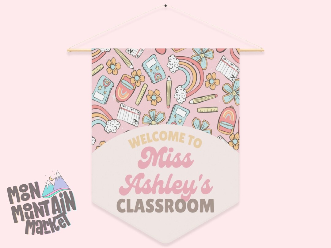 Personalized Teacher Classroom Sign or Door Hanger, Rainbow Classroom ...