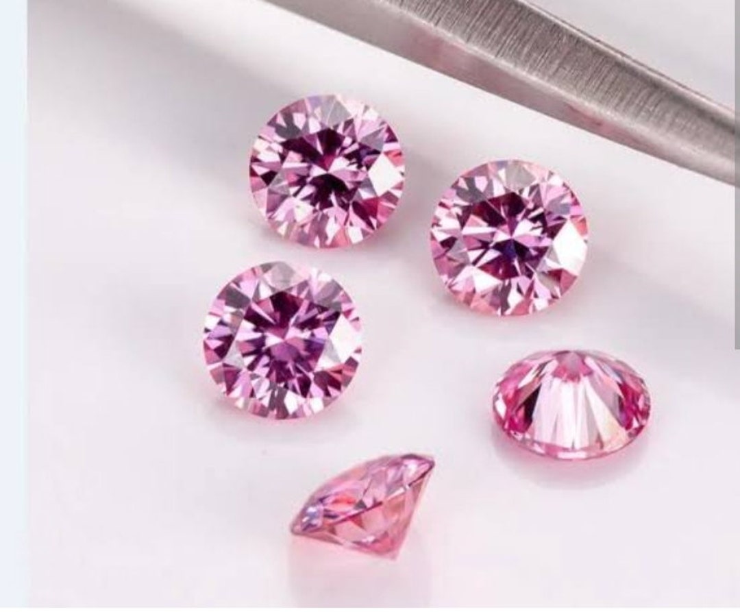Pink Color Round, Pink Diamond Cut, VVS1 Moissanite Diamond, Loose ...