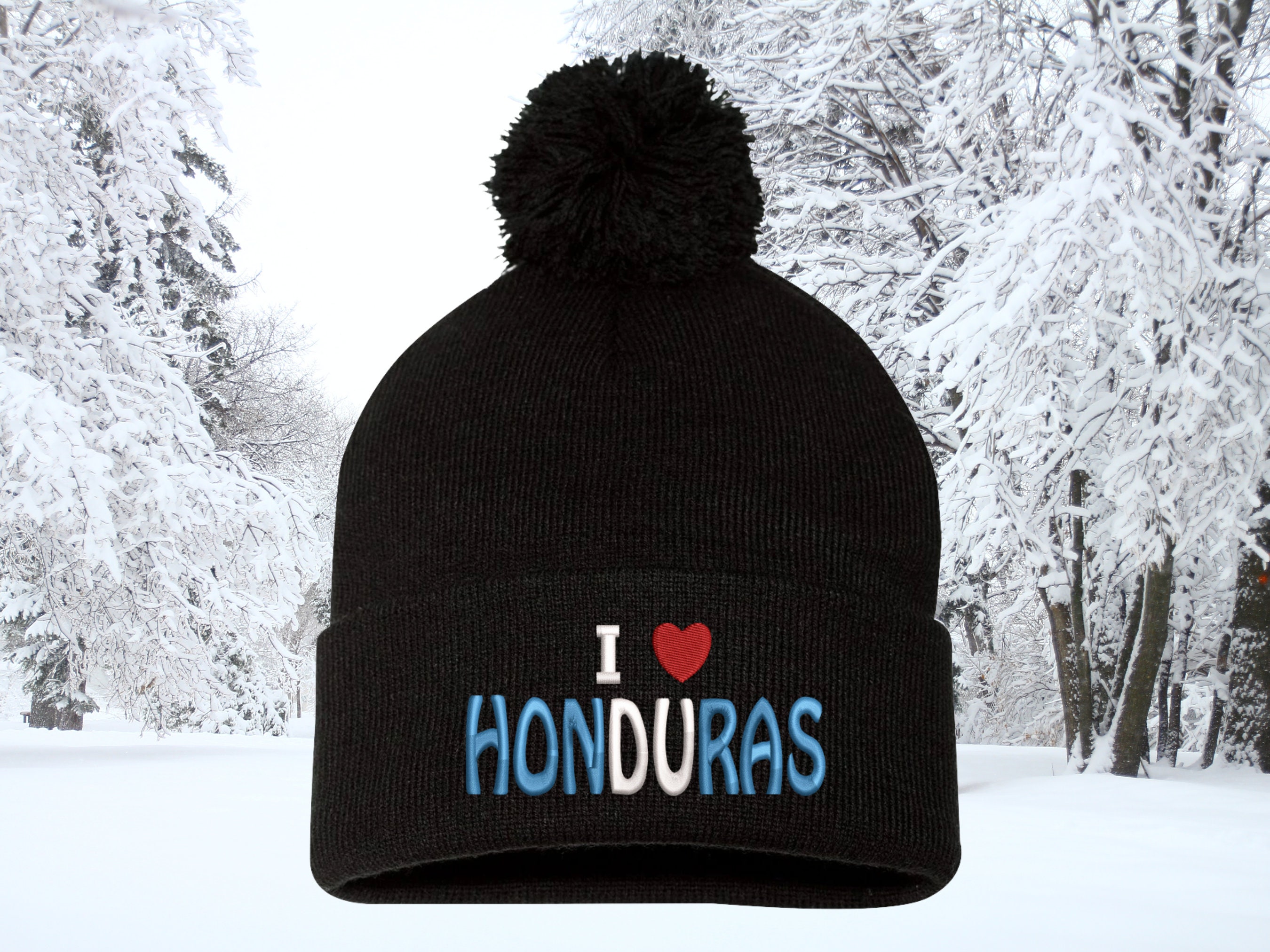 Gorro "yo Amo Honduras"/ Gorro De Frio Bordado/gorro Para Invierno ...