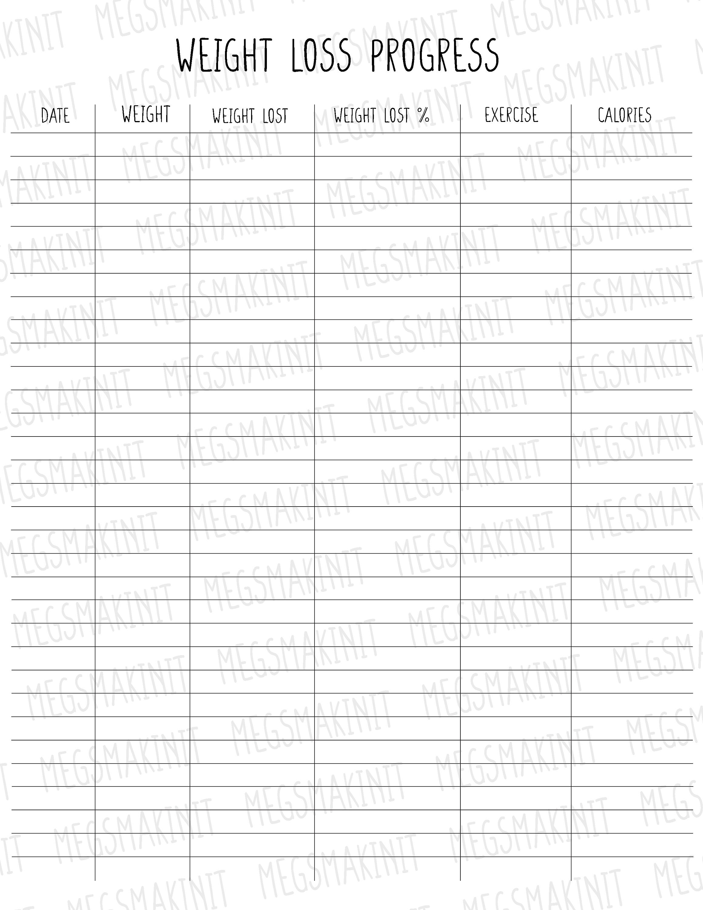 Printable Monthly Weight Loss Tracker Digital File (JPG) - Etsy